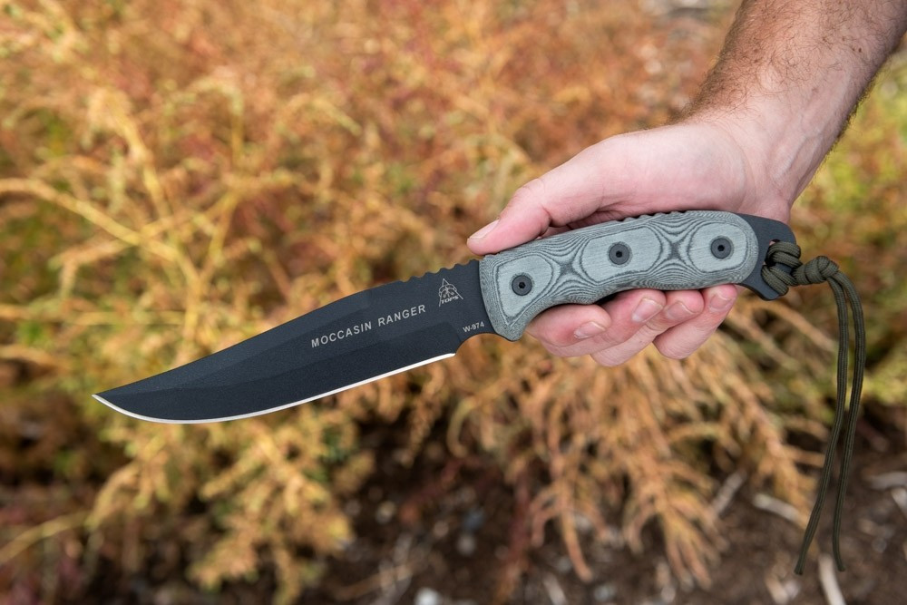 TOPS Knives Moccasin Ranger Fixed 6-1/2" Carbon Blade, Micarta Handles ...