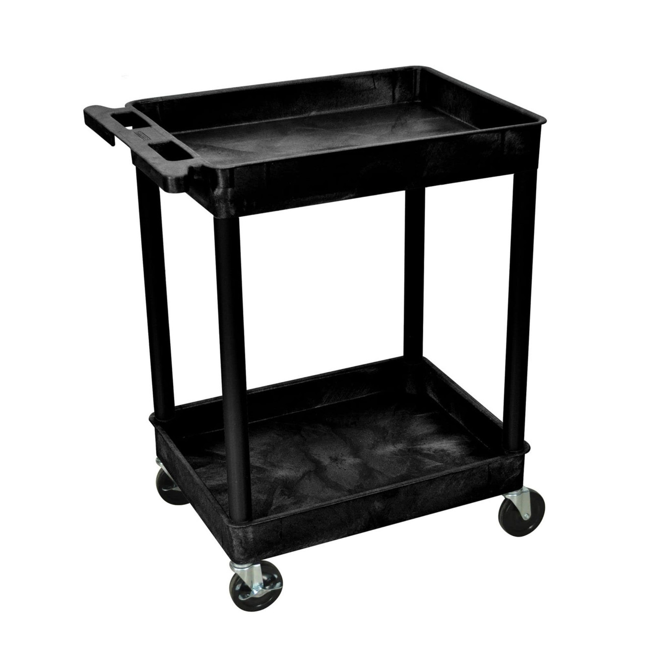 Luxor Workspaces 2 Shelf Rolling Utility Cart, Black (STCS11-B) | JB Tools