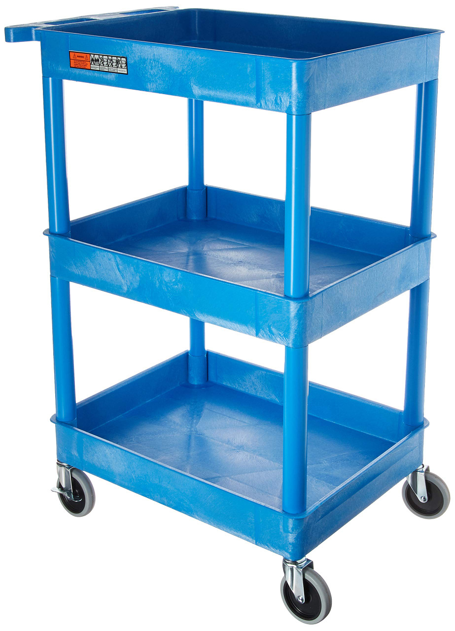 Luxor Workspaces Tray Shelf Carts, Blue (BUSTC111BU) | JB Tools