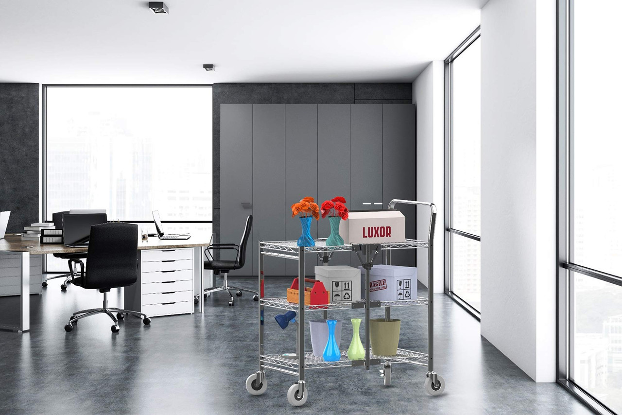 Luxor Workspaces Three-Shelf CollaPSIble Wire Utility Cart (WSCC-3 ...