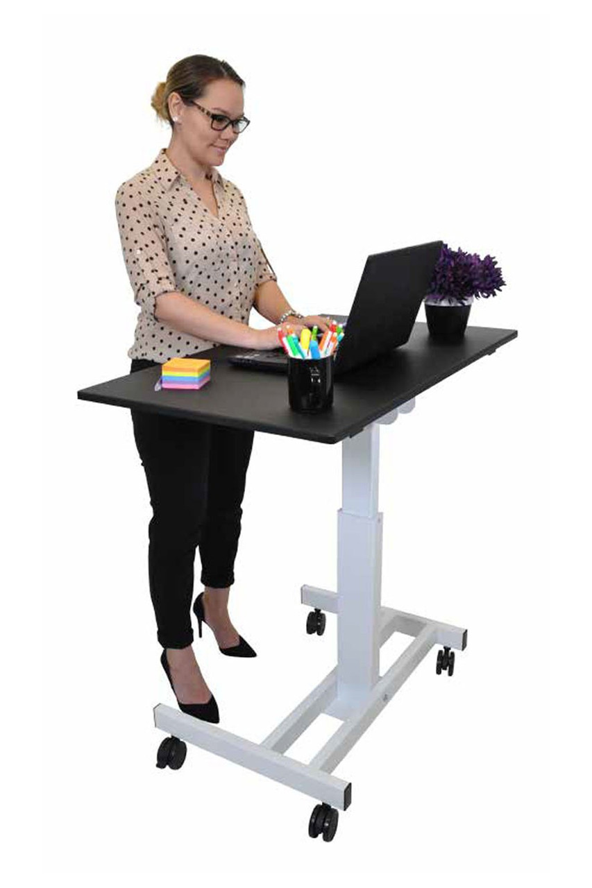 Luxor Workspaces 40" Single-Column Crank Stand Up Desk (STANDUP-SC40-WB ...