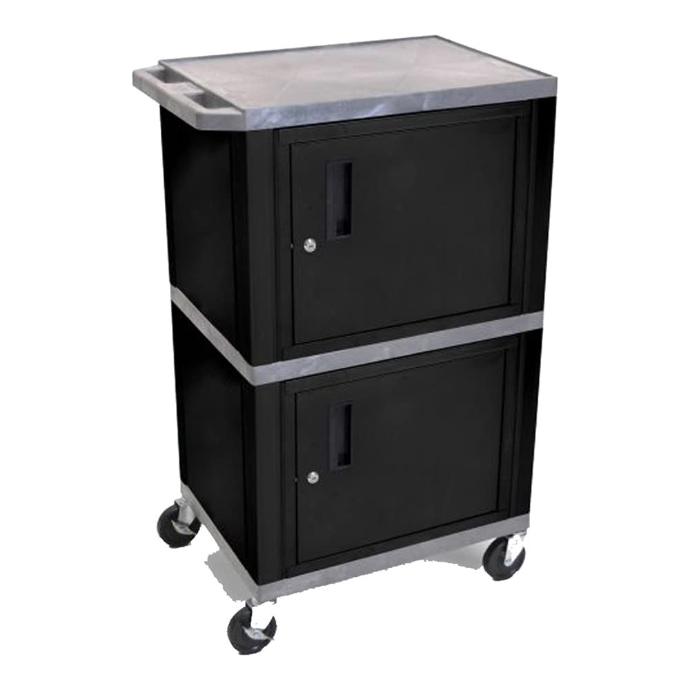 Luxor Workspaces 42" H Tuffy Av Cart - Double Cabinet (WT50GY-B) | JB Tools
