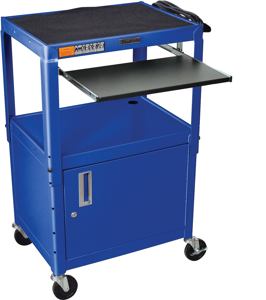 Luxor Workspaces Steel Adj Av Cart: Cabinet & Pullout Keyboard, Blue ...