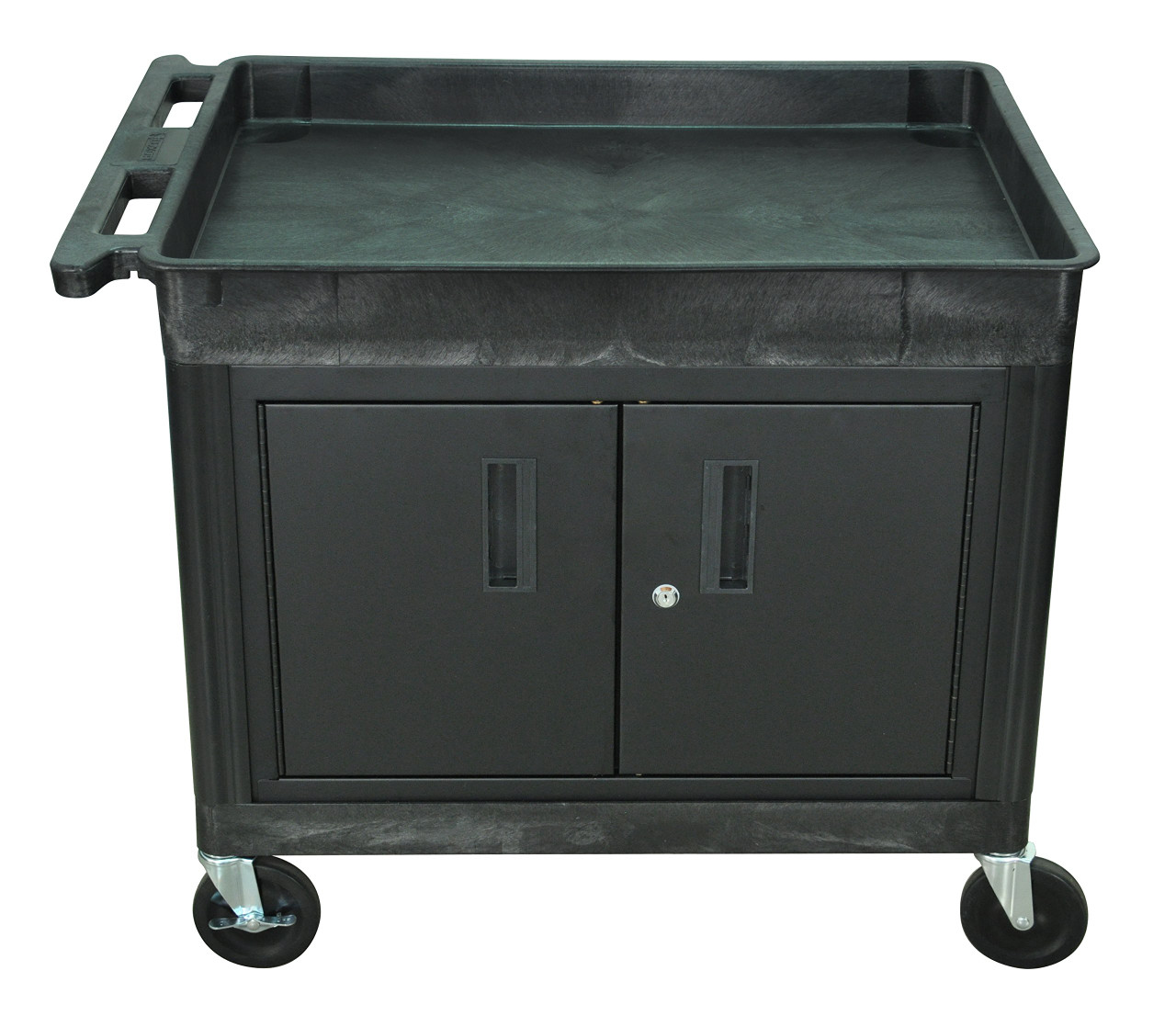 Luxor Workspaces Large Top Tub & Bottom Cabinet Shelf Cart, 30", Black ...