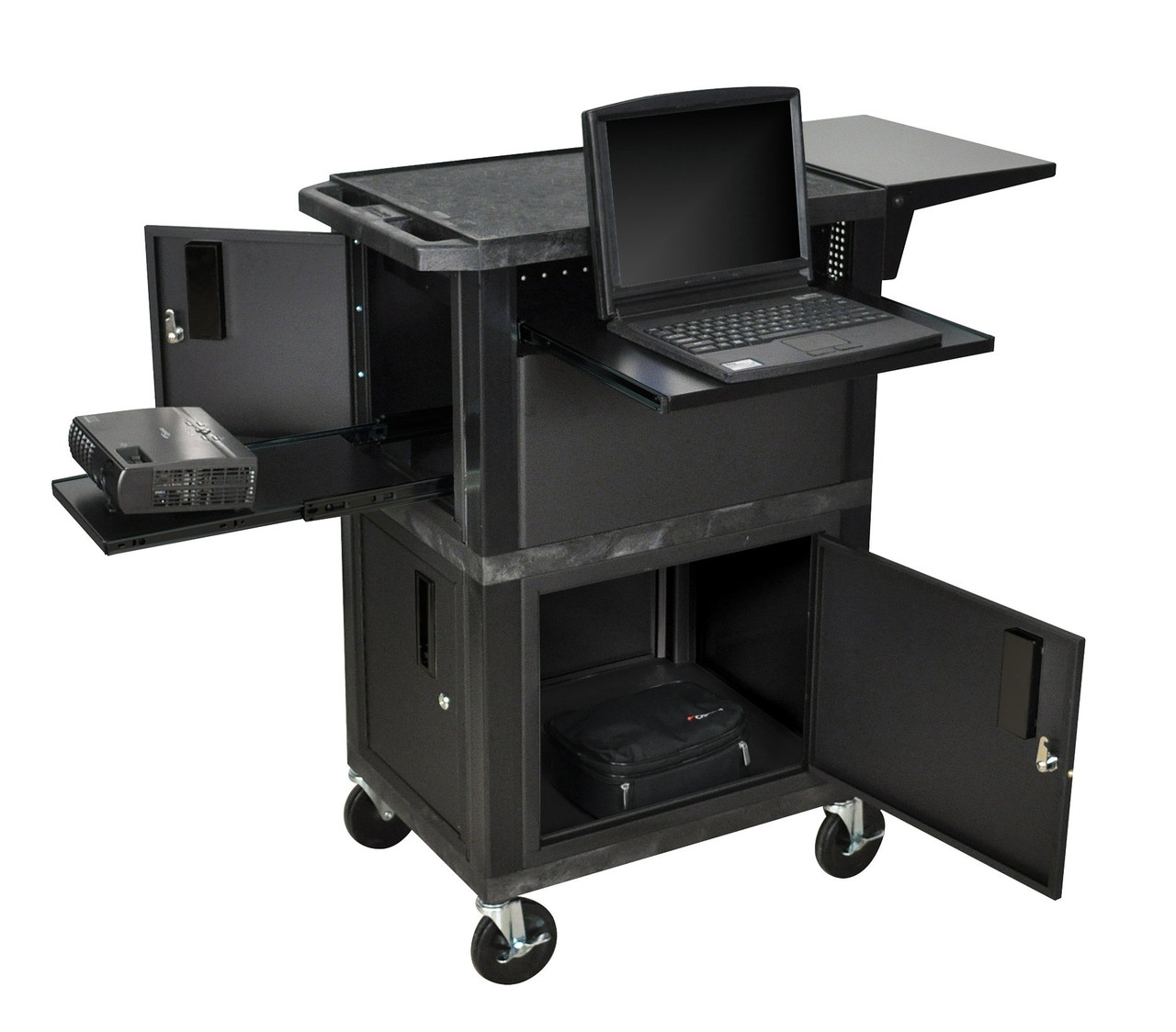 Luxor Workspaces 41"H Ultimate Presentation Station With Cabinets ...