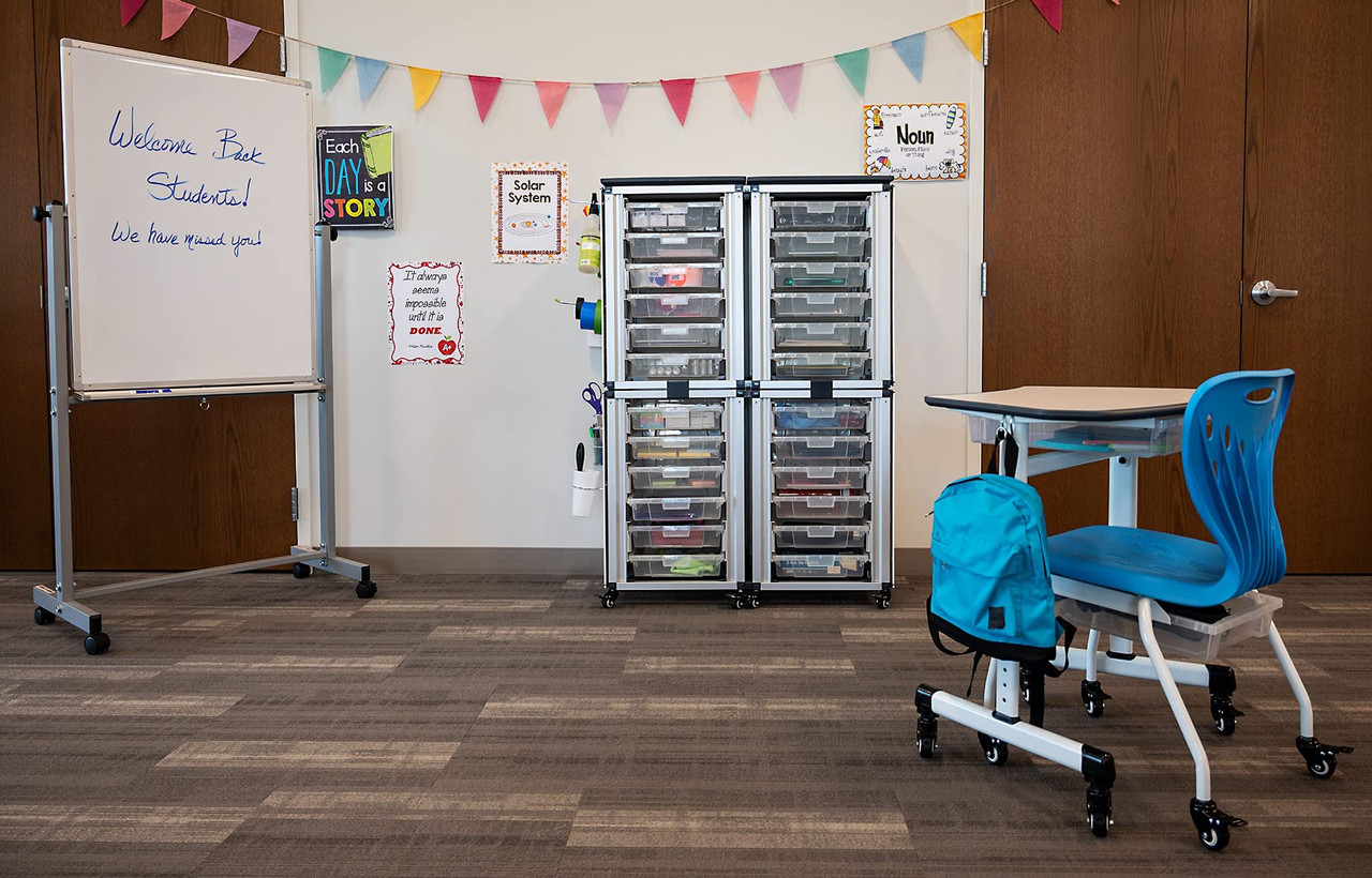 Luxor Workspaces Modular Classrm, 4 Stacked, 24 Small Bins (MBS-STR-22 ...