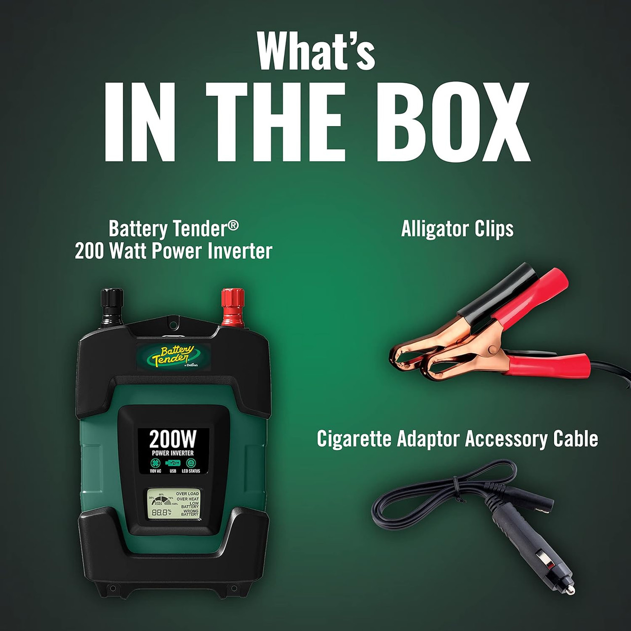 Battery Tender 200-Watt Power Inverter, Vehicle Power Adapter For 115 ...