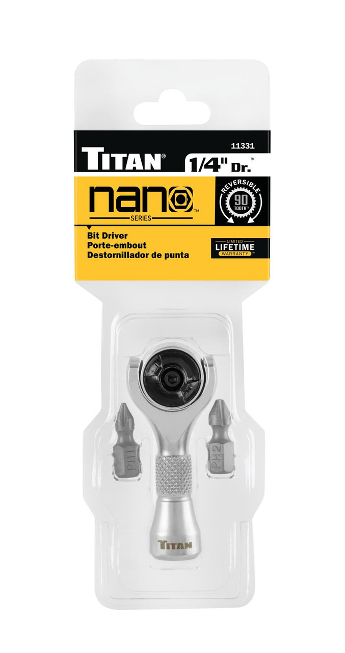 Titan Tools 1/4 In. Drive Nano Ratcheting Swivel Bit Drivers (11331 ...