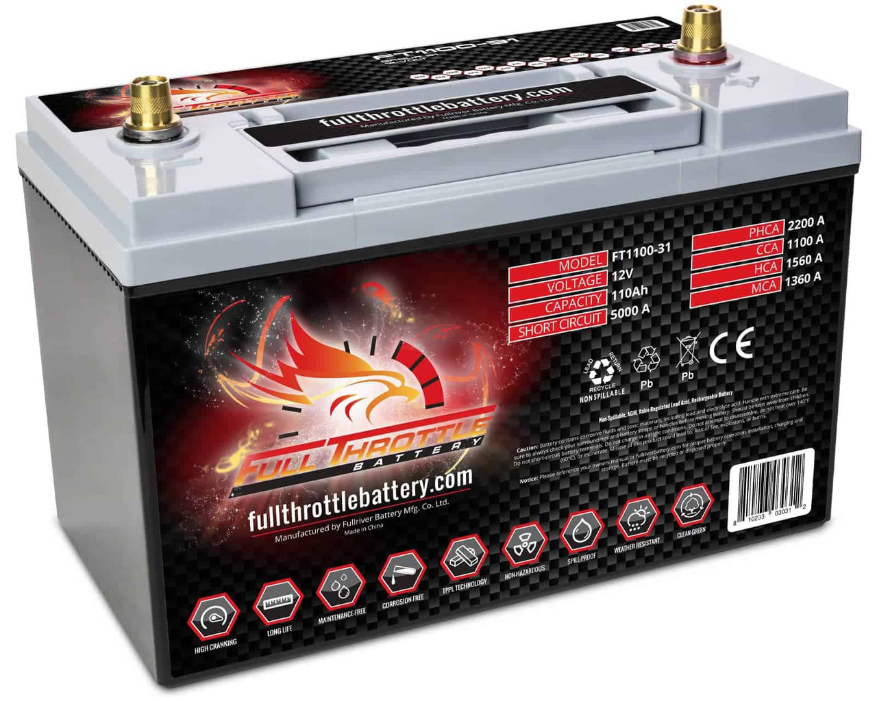Full Throttle High-Performance AGM Battery 110Ah (FT1100-31) | JB Tools