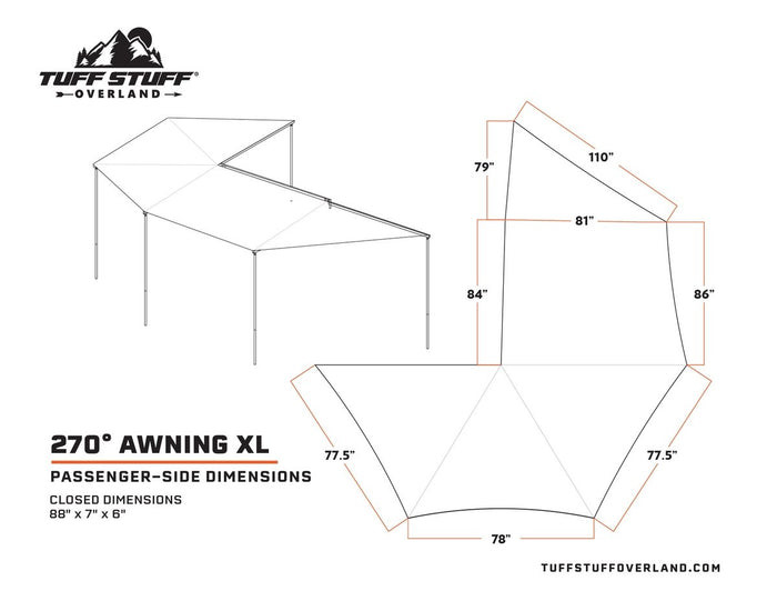 Tuff Stuff 270 Degree XL Awning Passenger Side Kit (TS-AWN-270-XL-P-KIT ...