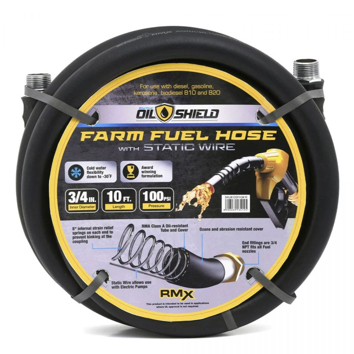 OilShield 3/4" Rubber Fuel Transfer Hoses with Static Wire (OSFH34 ...