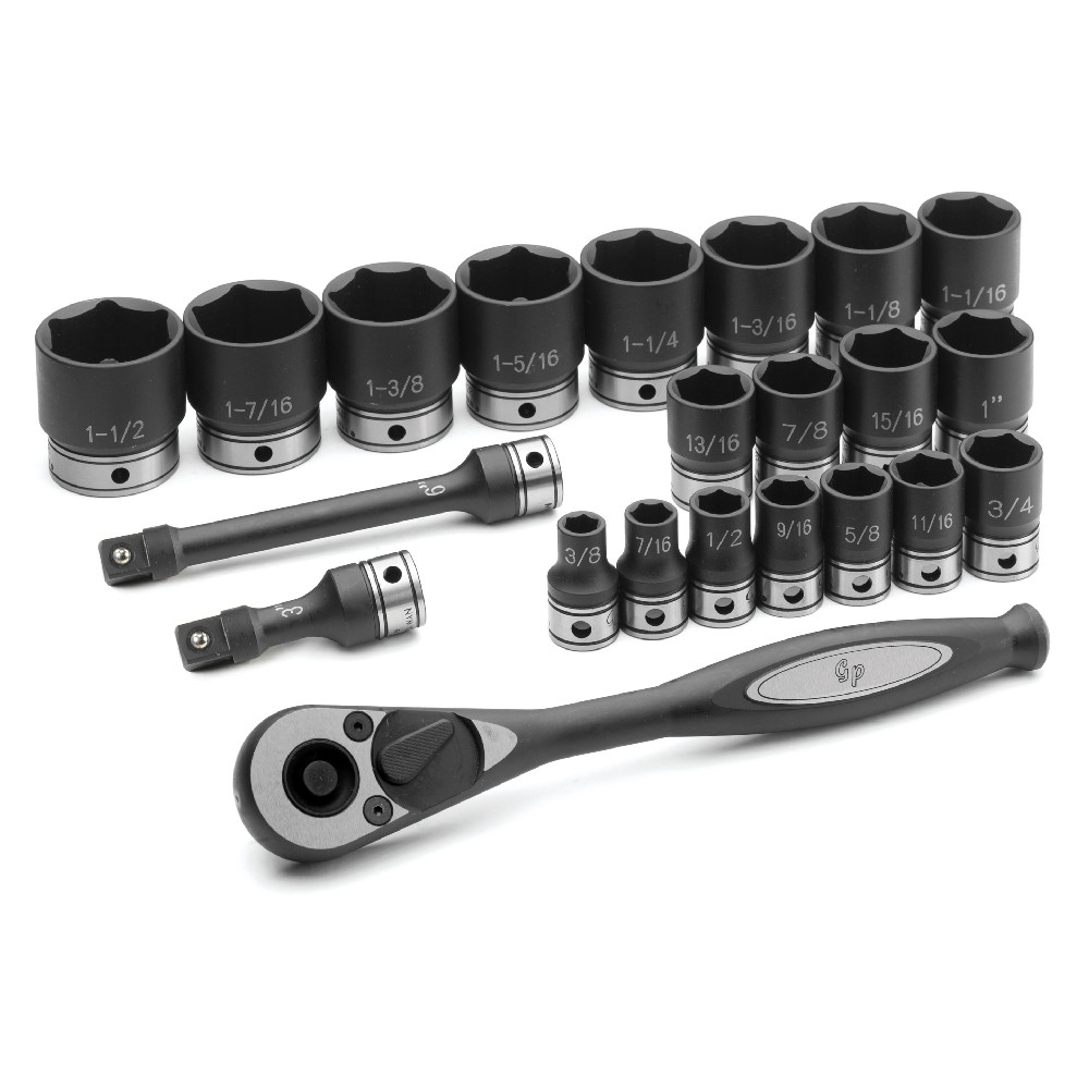 Grey Pneumatic 1/2" Dr. 22pc Fr. Duo-Socket Set 6pt (82622) | JB Tools
