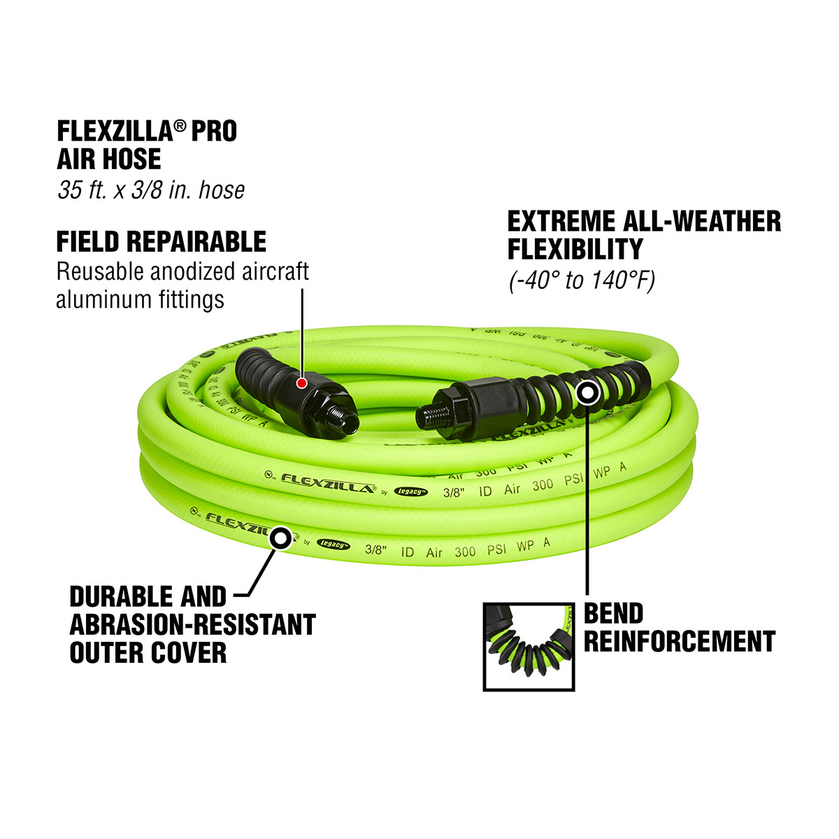 Legacy HFZP3835YW2 35' Flexzilla Pro 3/8" Hose | JB Tools