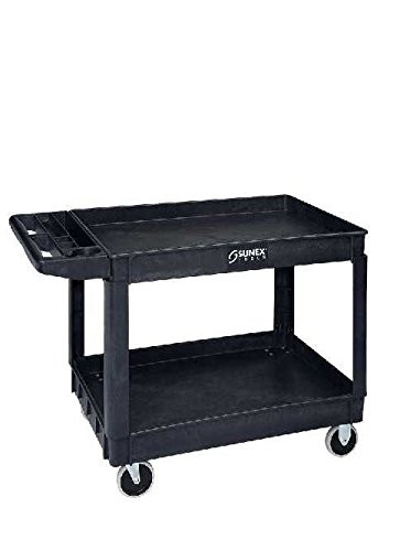 Sunex Tools Large Plastic Utility Cart with Wheels, Black (8036) | JB Tools