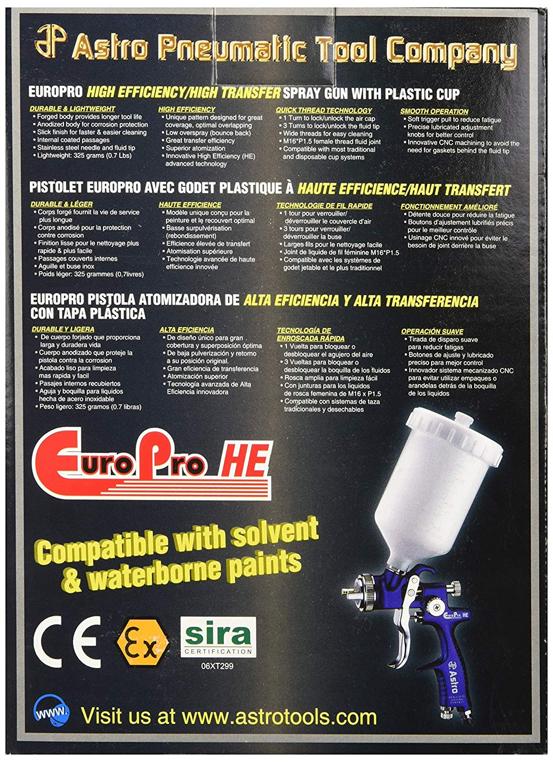 Astro Pneumatic EuroPro Spray Gun (EUROHE103) | JB Tools