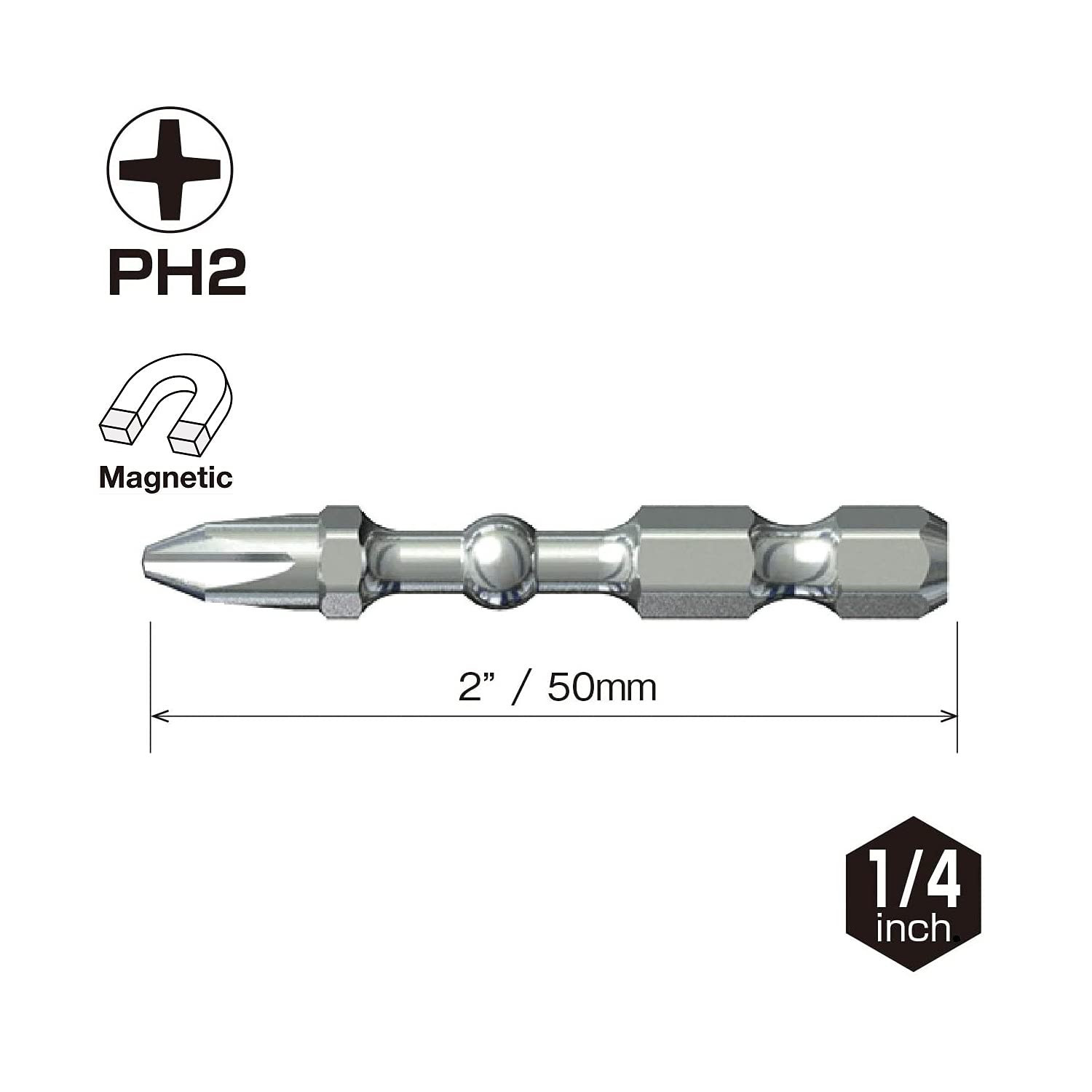 Vessel Impact Ball Torsion Bit PH2x50 Set (IBPH250P15T) | JB Tools