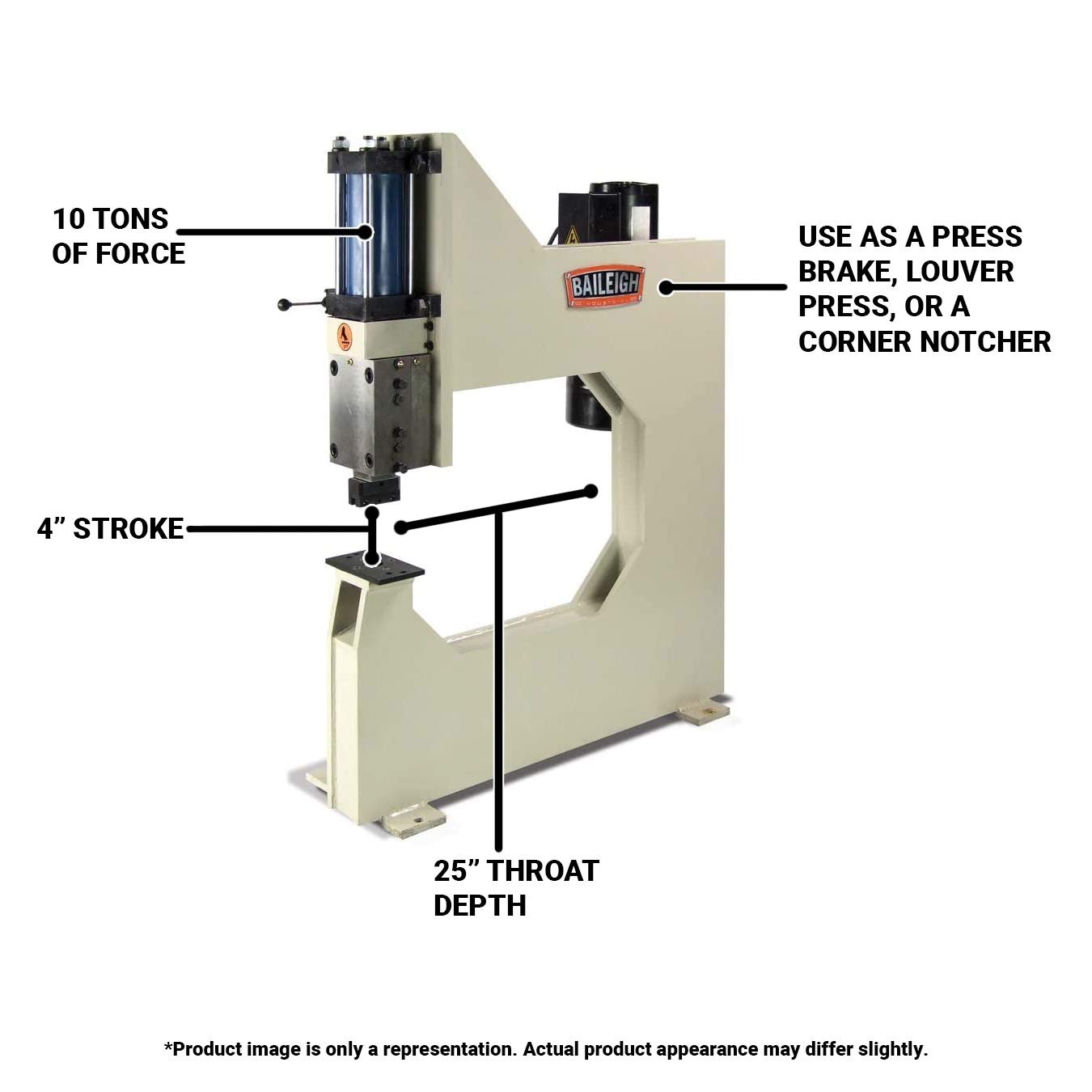 Baileigh BP-10E 10 Ton Hydraulic Bench Press (1000771A) | JB Tools