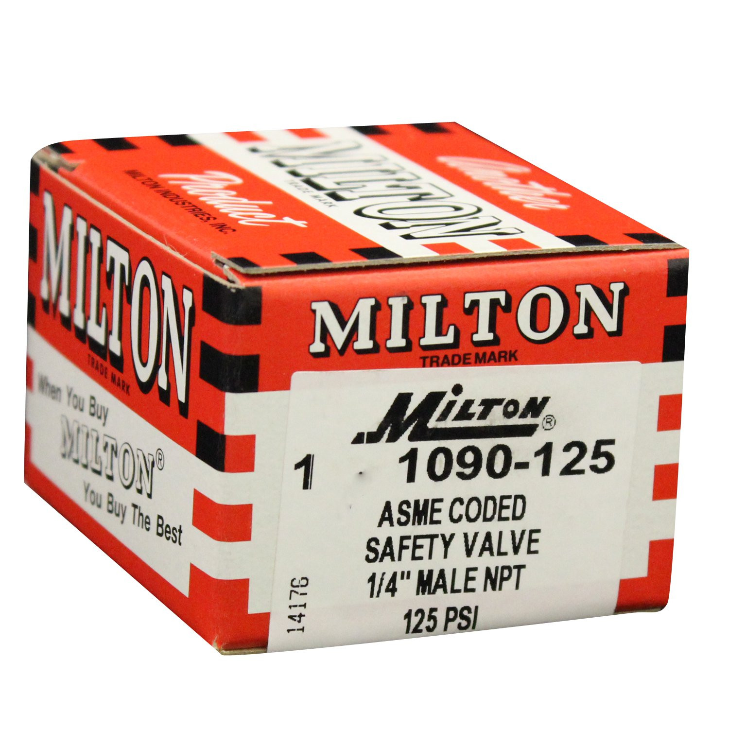 Milton 1090-125 1/4" MNPT ASME Safety Valve - 125 PSI Pop off Pressure ...