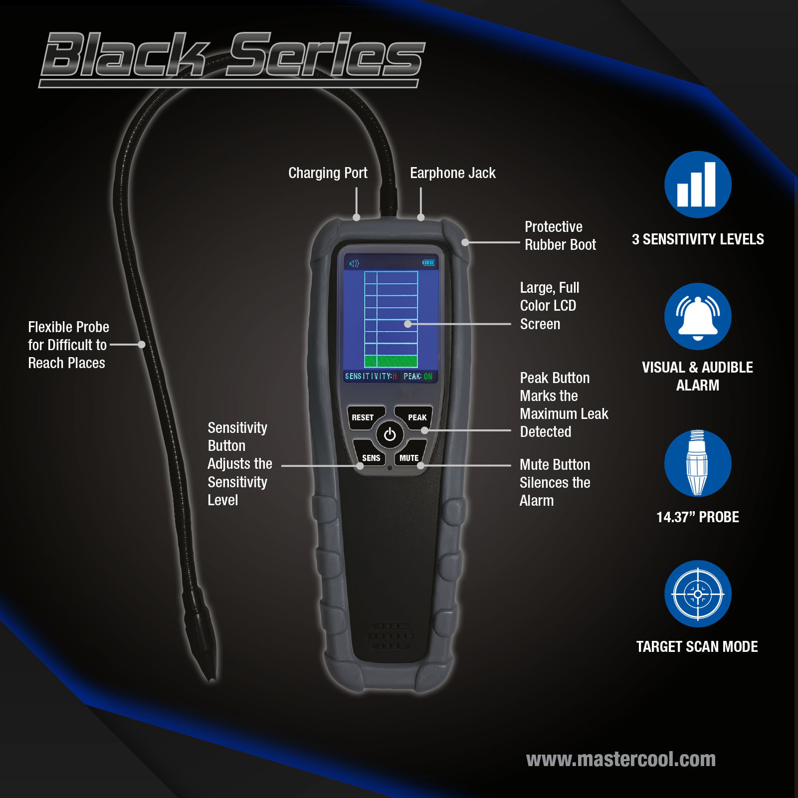 Mastercool Black Series Infrared Refrigerant leak detector (55600) | JB ...