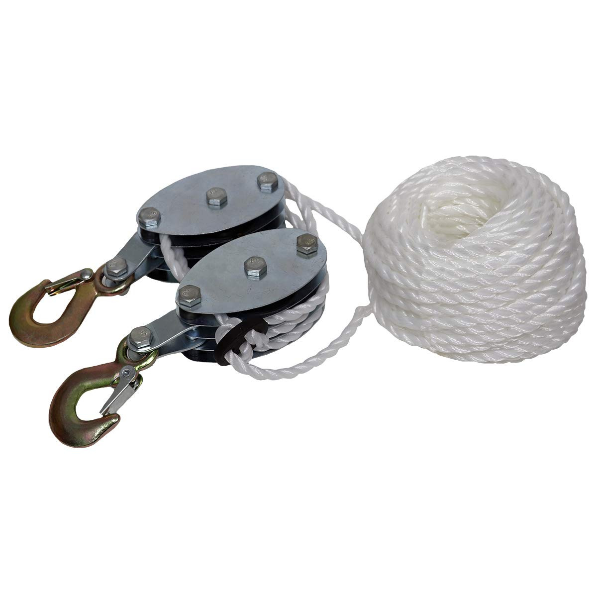 GRIP 18095 Heavy Duty Rope Hoist - Zinc Plated Eye Sling Hooks & Clips ...