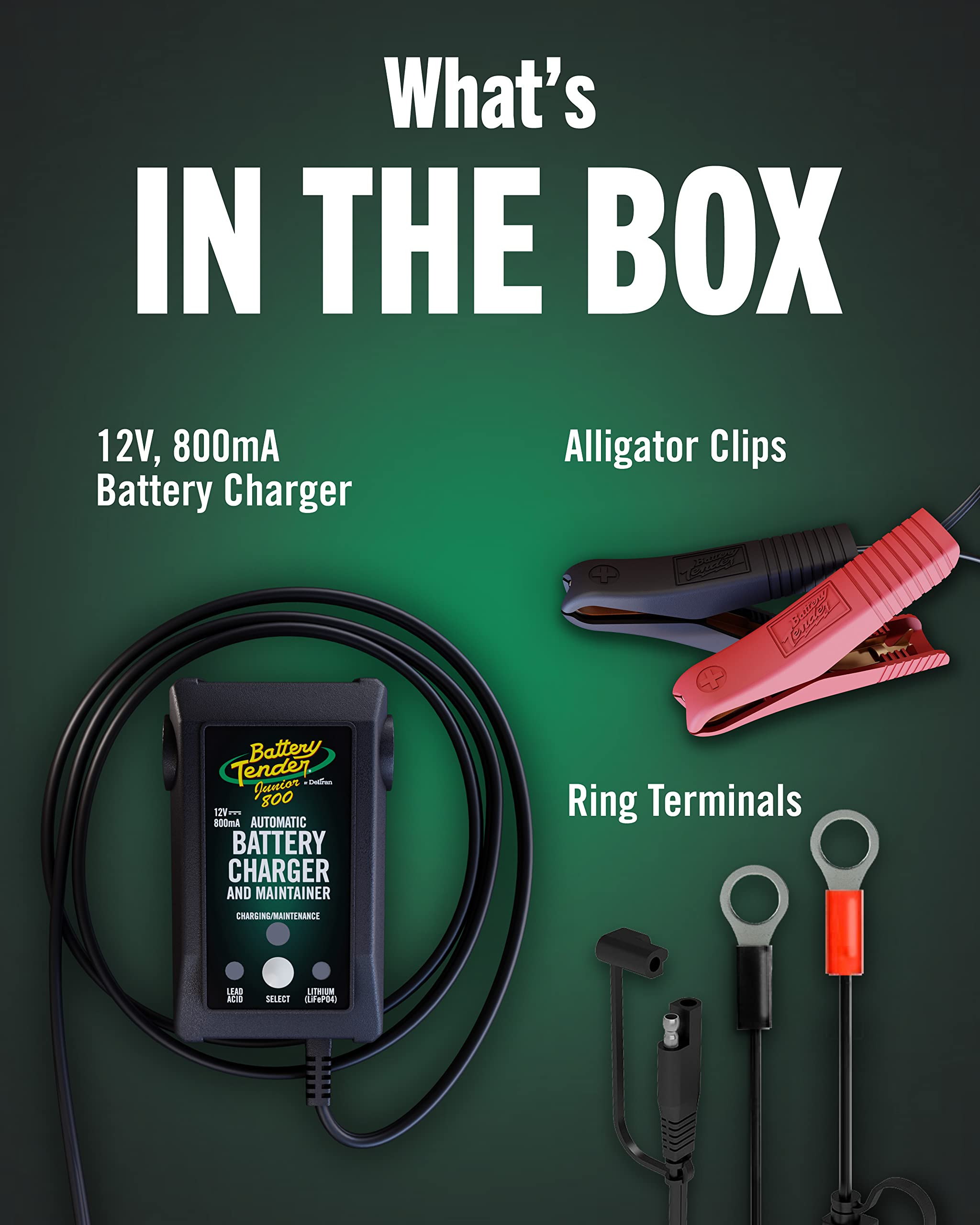 Battery Tender 0199-DL-WH Junior 12V Battery Charger and Maintainer ...