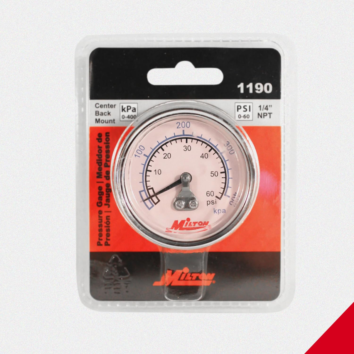 Milton 1190 1/4" NPT Mini Pressure Gauge | JB Tools