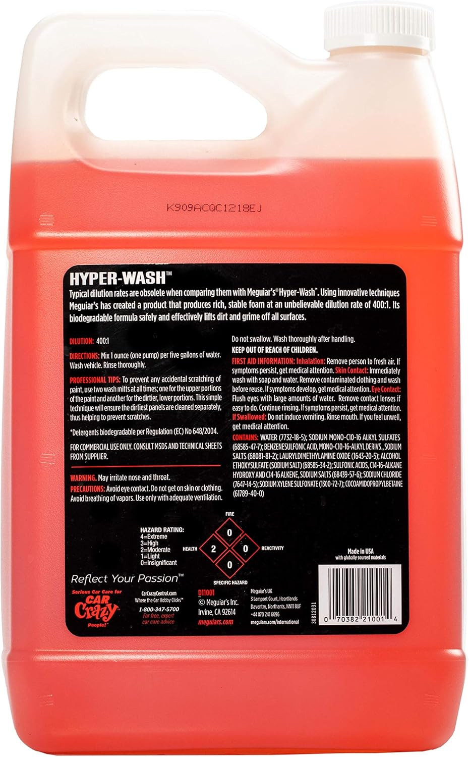 Meguiar's Hyper Wash Foaming Car Wash – 1 Gallon (D11001) | JB Tools