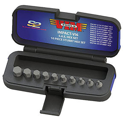 VIM Tools Half Cut Stubby Hex Set 10 pc 3/8" Drive (IMPACT-VI6) | JB Tools