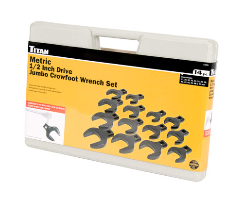 Titan Tools 14 pc. 1/2 in. Drive Metric Jumbo Crowsfoot Wrench Set ...