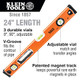 Klein 935L 24-Inch Magnetic Level: Adjustable Vial | JB Tools