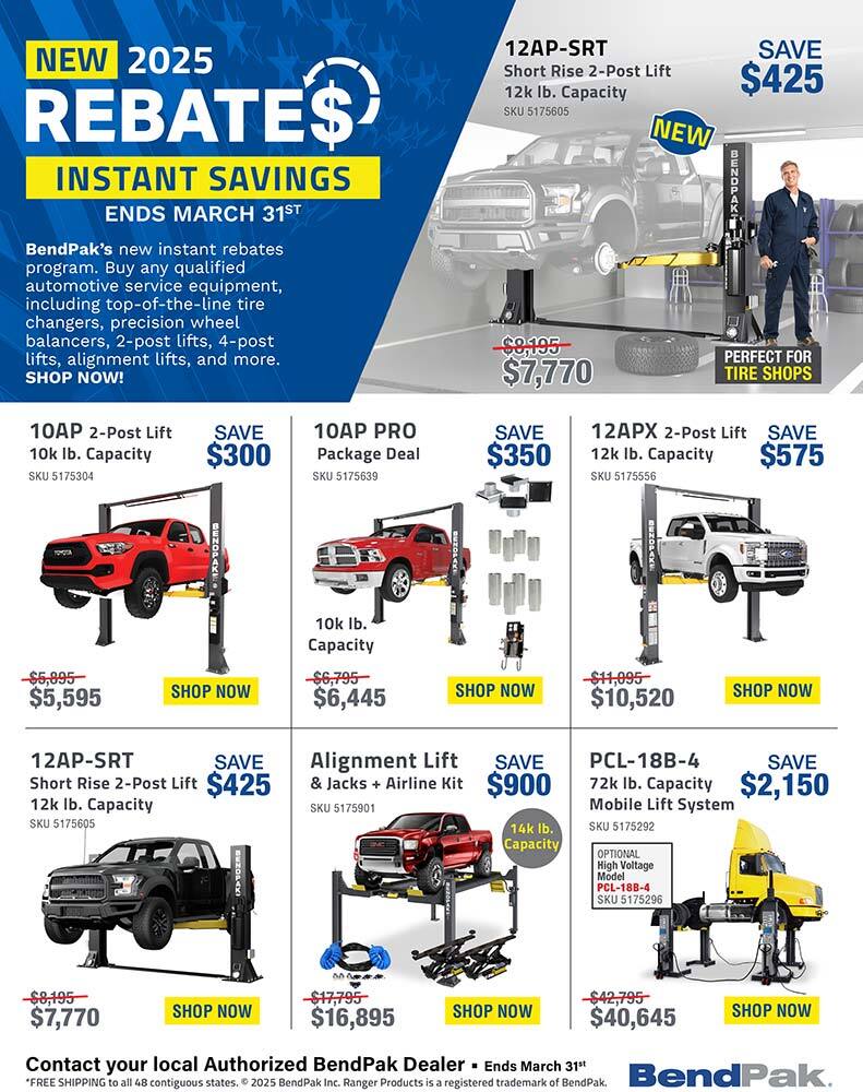 Bendpak Rebate Info | JB Tools