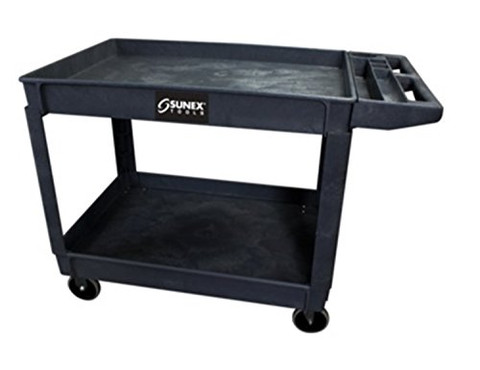Sunex Tools Large Plastic Utility Cart with Wheels, Black (8036) | JB Tools