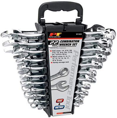Performance Tool W1069 22-Piece SAE and Combination Metric Wrench Set ...