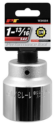 Performance Tool W34558 3/4" Drive 12-Point SAE Standard Socket, 1-13/ ...