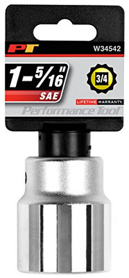 Performance Tool W34542 3/4" Drive 12-Point SAE Standard Socket, 1-5/16 ...