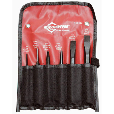 Mayhew 6-Pcs Black Oxide Finish Punch & Chisel Set (61005) | JB Tools