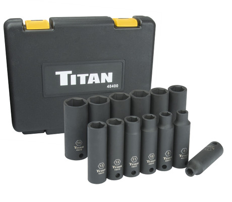 Titan Tools 13pc 3/8" Drive Metric Deep Impact Socket Set (48400) | JB ...