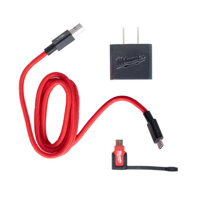Milwaukee 3ft USB-C and 2.1A Wall Charger With Micro USB Adaptor (48-59 ...