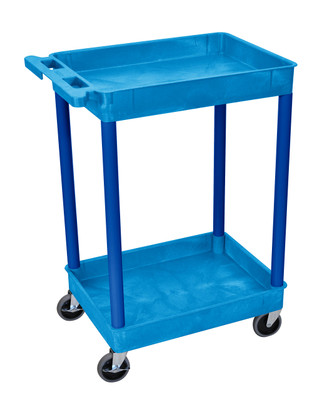Luxor Workspaces 2 Level Serving Cart, 37.5" H X 24" W X 18" D, Blue ...
