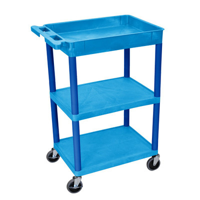 Luxor Workspaces Tub Top & Flat Bottom Shelf Utility Cart, Blue ...