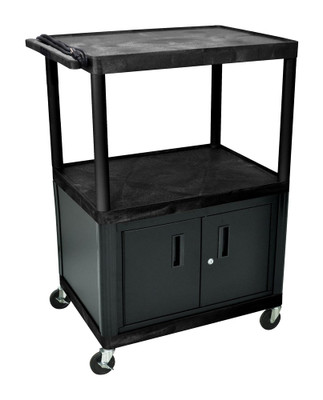 Luxor Workspaces 48" H Av Cart - 3 Large Shelves Cabinet (LP48CE-B ...