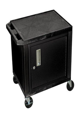 Luxor Workspaces Tuffy Black 2 Shelf Av Cart W/Cabinet & Electric ...