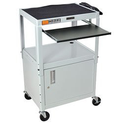 Luxor Workspaces Av Cart W/Cabinet - Tray (Color) (Ea) (AVJ42KBC-RD ...