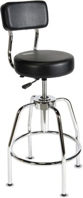 Shopsol Height Adjustable Shop Stool W/Chrome Tubular Base, Vinyl Seat ...