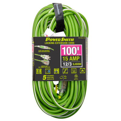 PowerSmith 100 ft 12/3 AWG Extension Cord (PEC123RL-100) | JB Tools