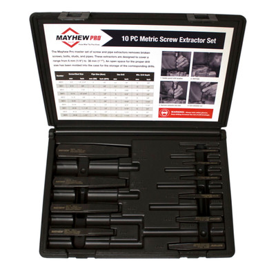 Mayhew 10-Pieces Metric Bolt Extractor Set in Case (37348) | JB Tools