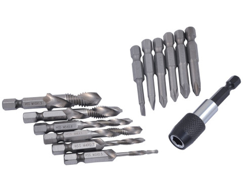HHIP 14 PIECE HIGH M3-M10 SPEED STEEL 3-IN-1 TAP & DRILL KIT (1011-0141 ...
