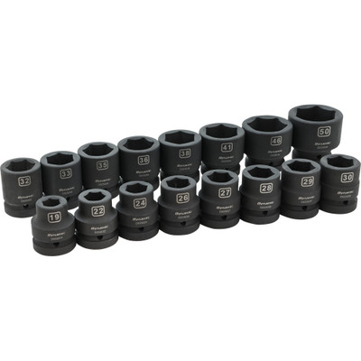 Dynamic Tools 1" Drive 16 Piece 6 Point Metric Standard Impact Socket ...