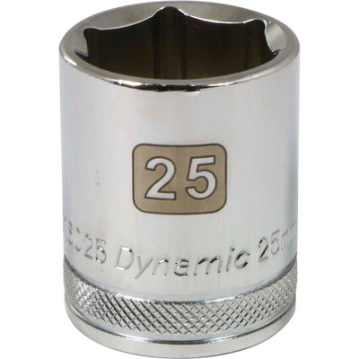 Dynamic Tools 1/2" Drive 6 Point Metric, 25mm Standard Length, Chrome ...