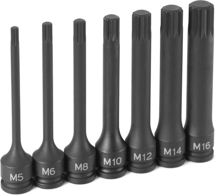 Grey Pneumatic 3/8" Drive Metric Triple Square Impact Bit Socket Set (7 ...